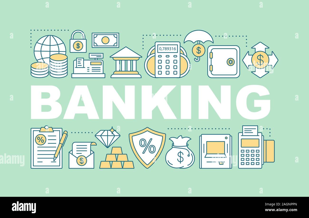 Banking word concepts banner. Money saving. Financial services ...