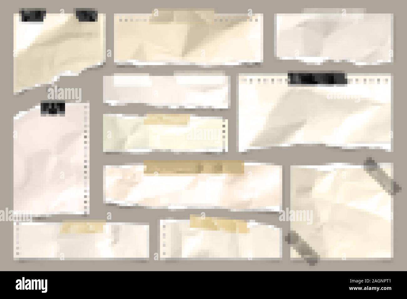 Ripped colored crumpled paper strips collection. Realistic paper scraps ...