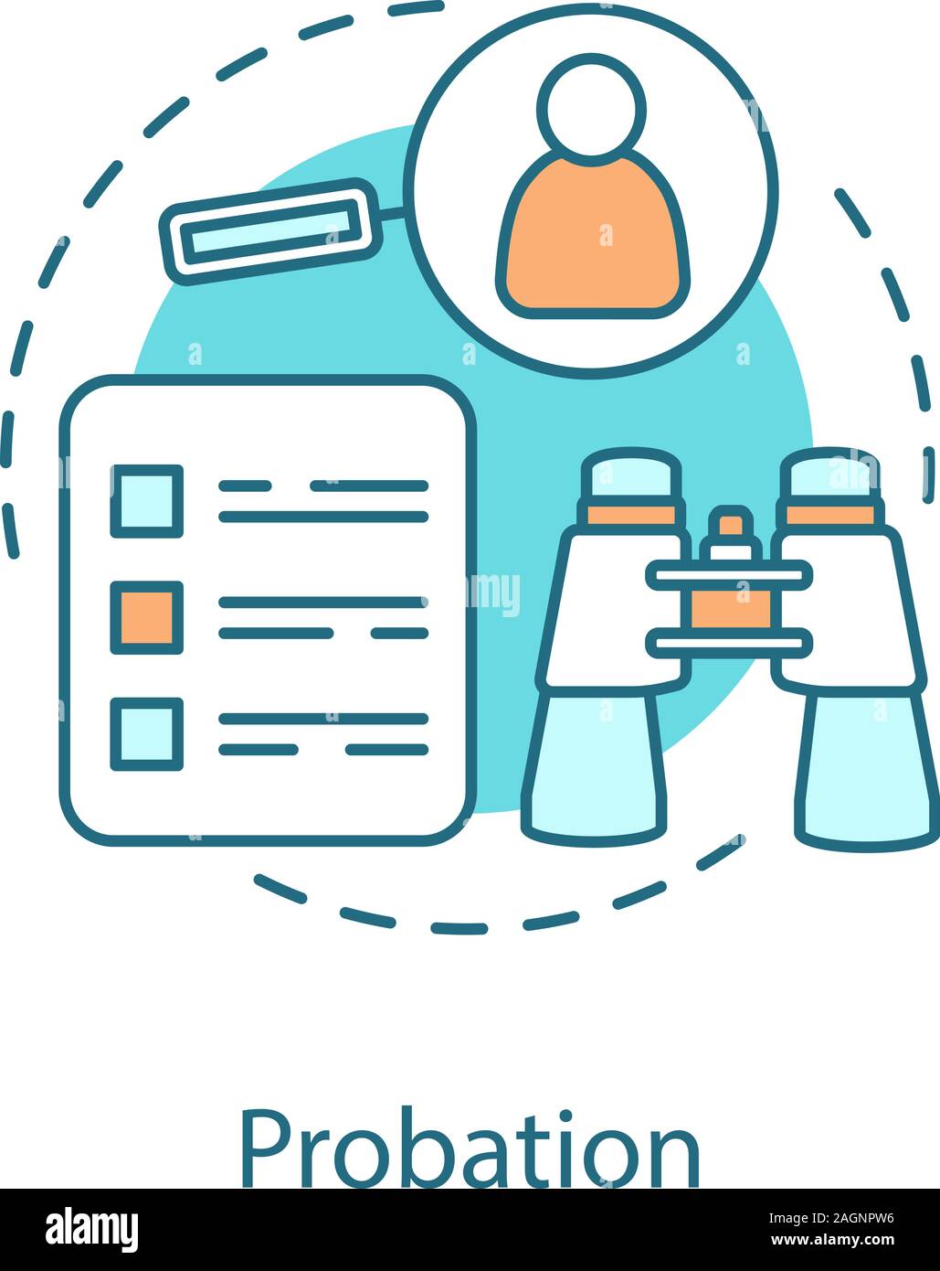 Probation concept icon. Trial period idea thin line illustration. Staff ...