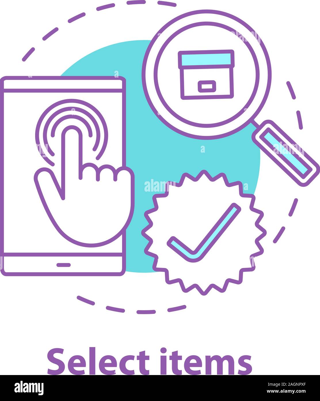 Select items concept icon. Choosing goods or services idea thin line ...