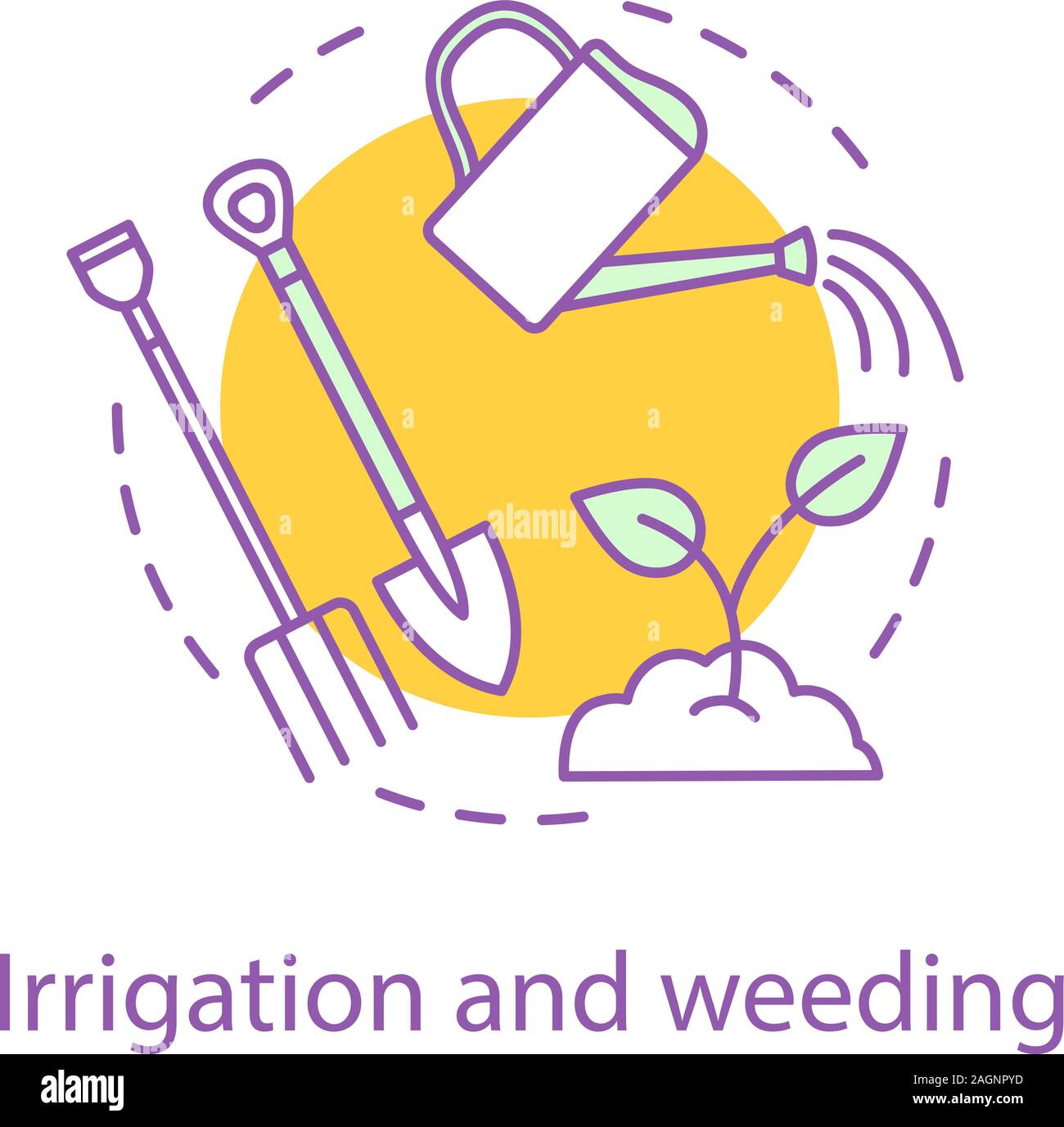 Irrigation and weeding concept icon. Farming idea thin line ...