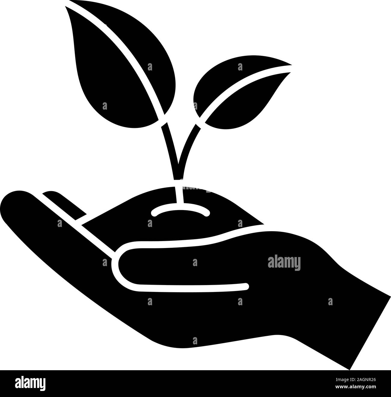 Greening glyph icon. Silhouette symbol. Environment protection. Open ...