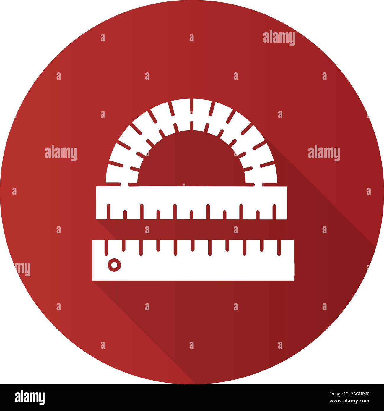 Protractor and ruler flat design long shadow glyph icon. Geometry ...