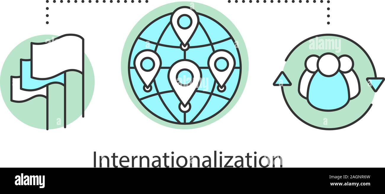 Internationalization concept icon. Socialization idea thin line ...