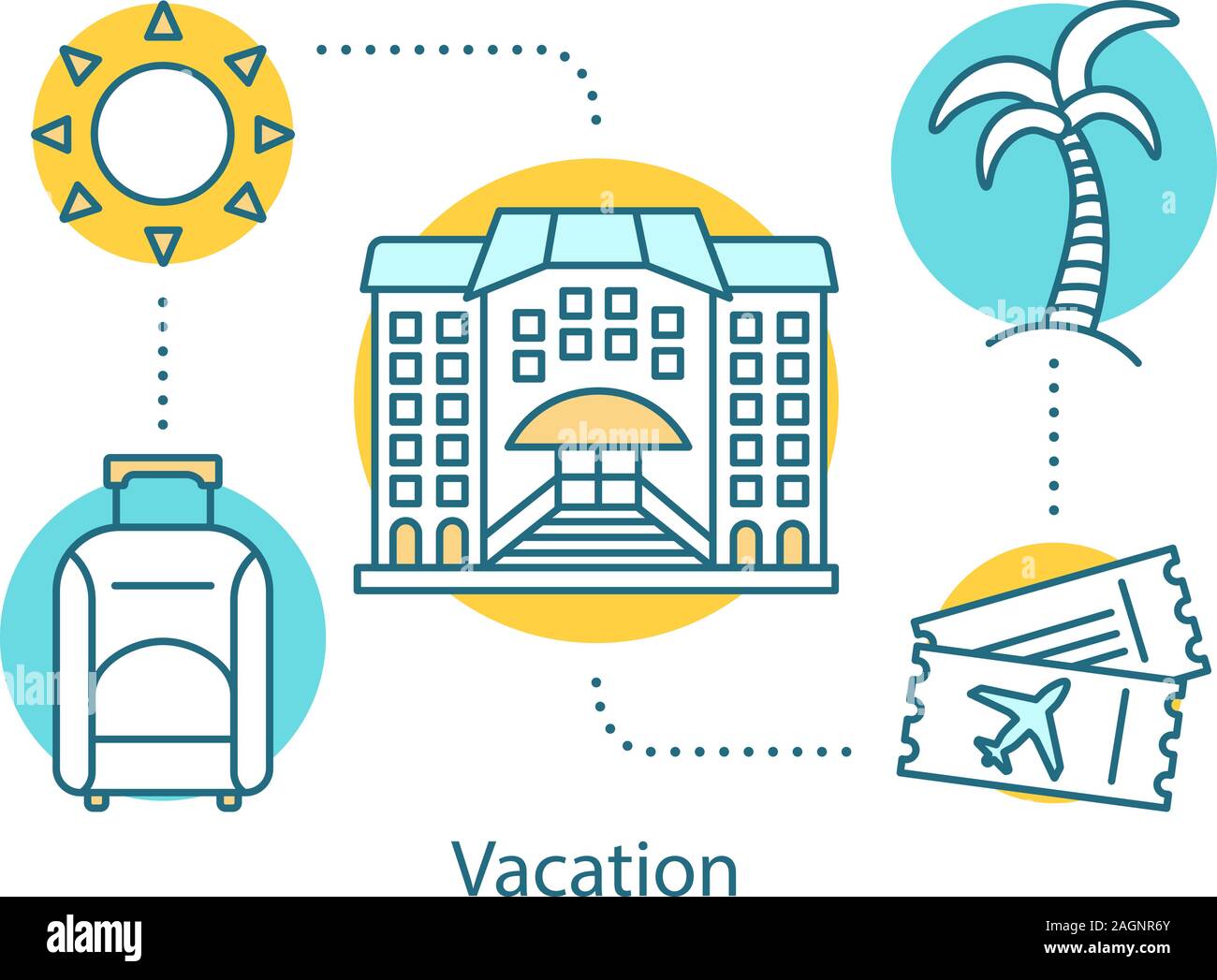 Vacation concept icon. Sea resort. Rest idea thin line illustration ...