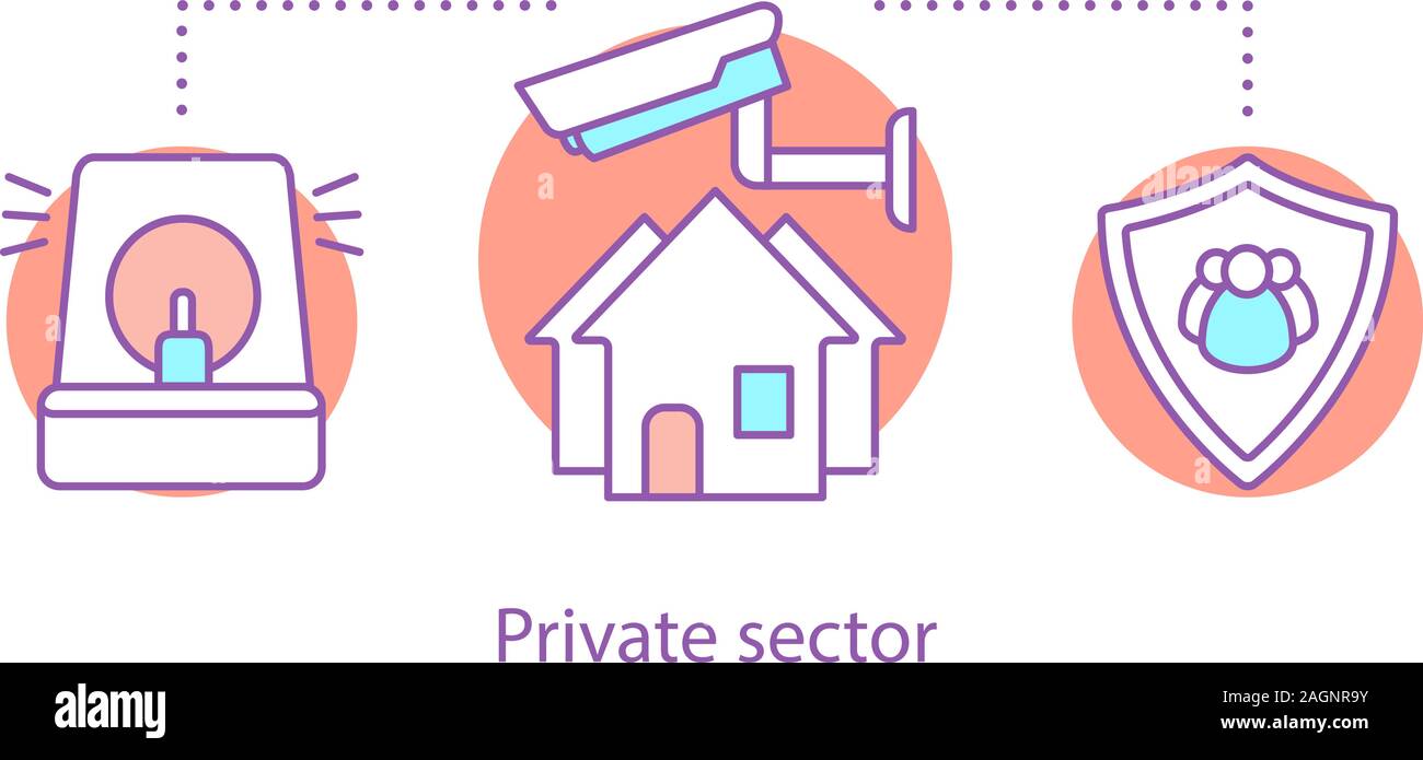 Private sector concept icon. Surveillance system idea thin line ...