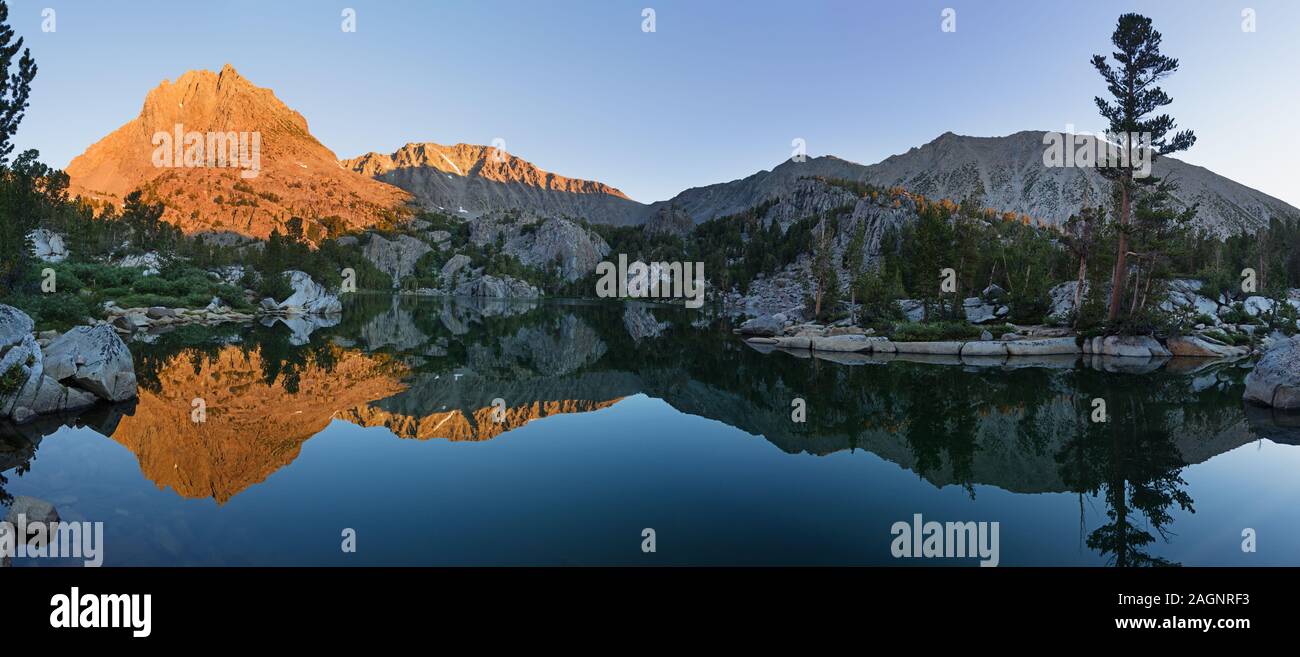 panorama of fifth lake in the north fork of Big Pine Creek drainage ...