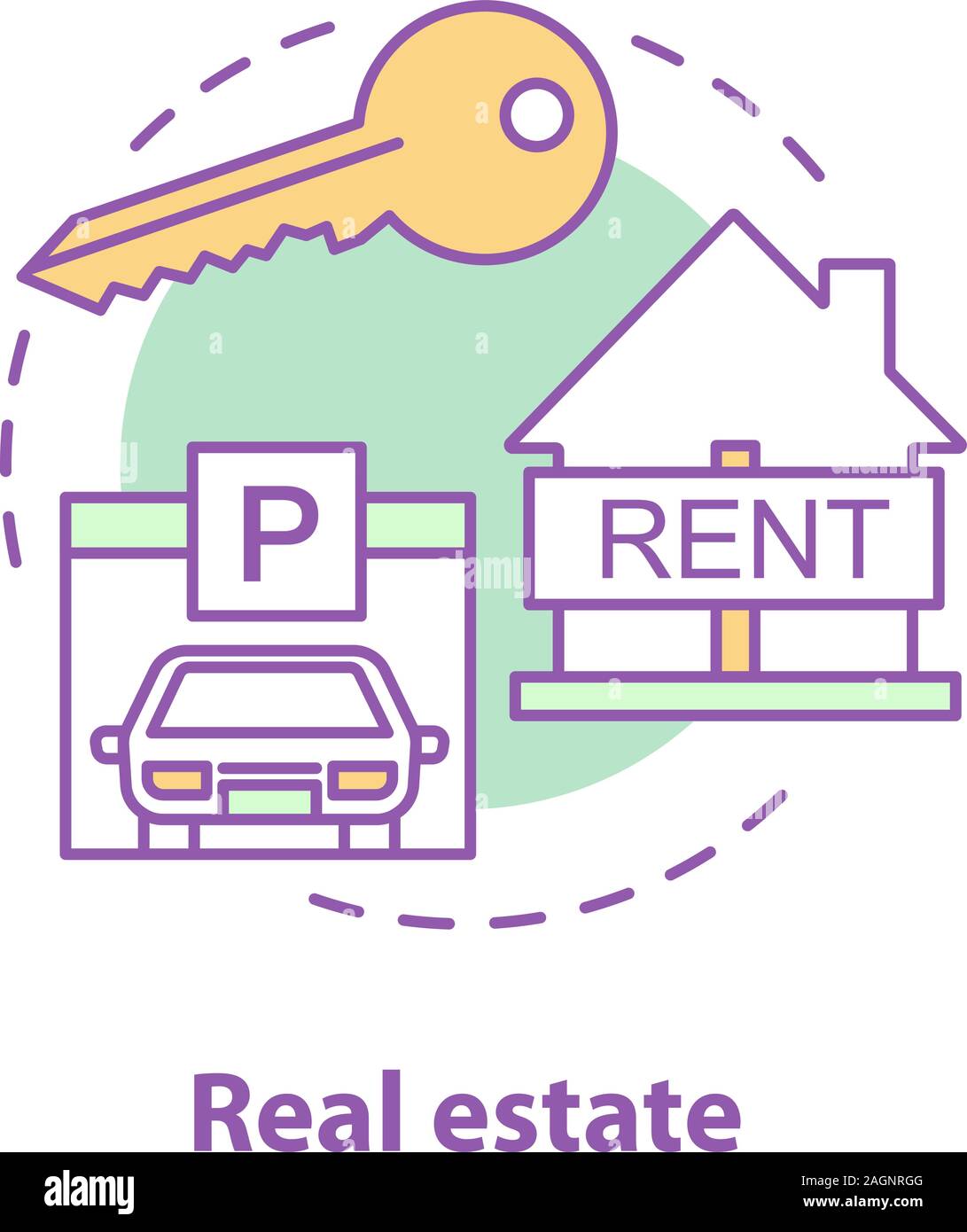 Real estate services concept icon. Rental property idea thin line ...