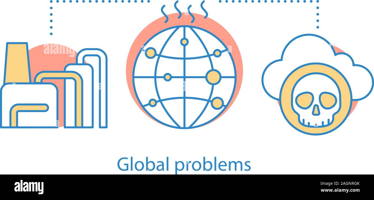 Global problems concept icon. Environmental pollution idea thin line ...