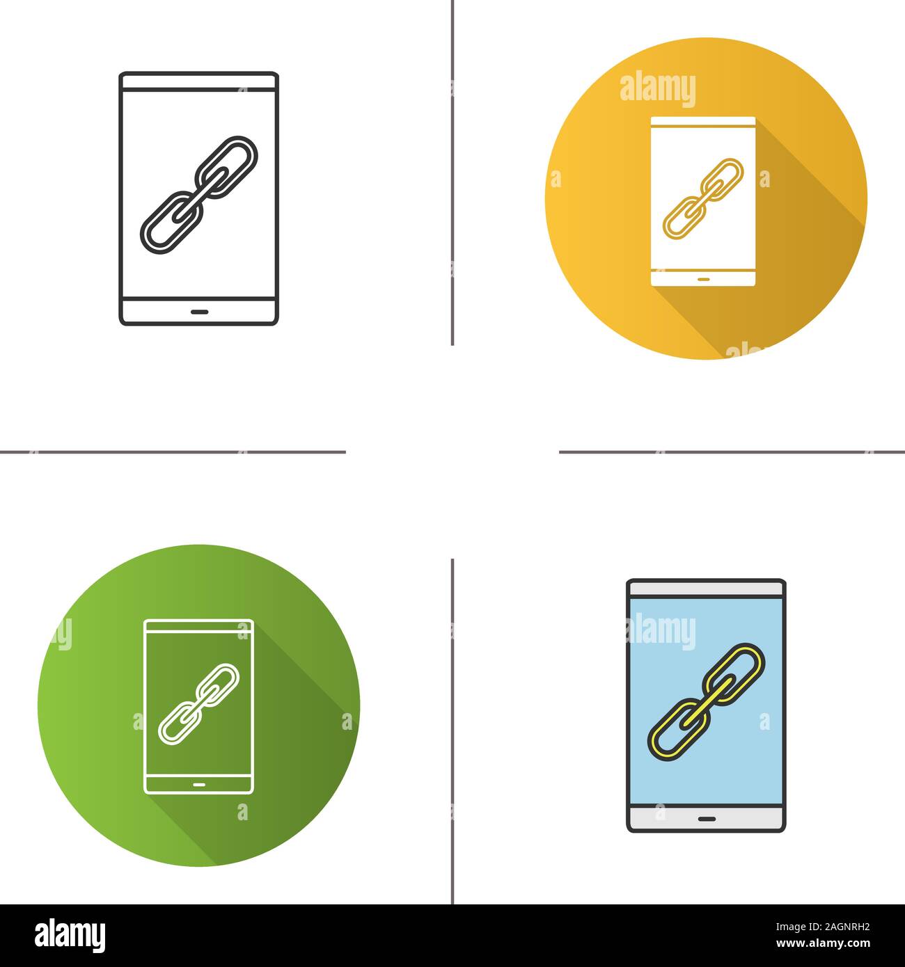 Mobile phone with link sign linear iconicon. Hyperlink. Connection ...