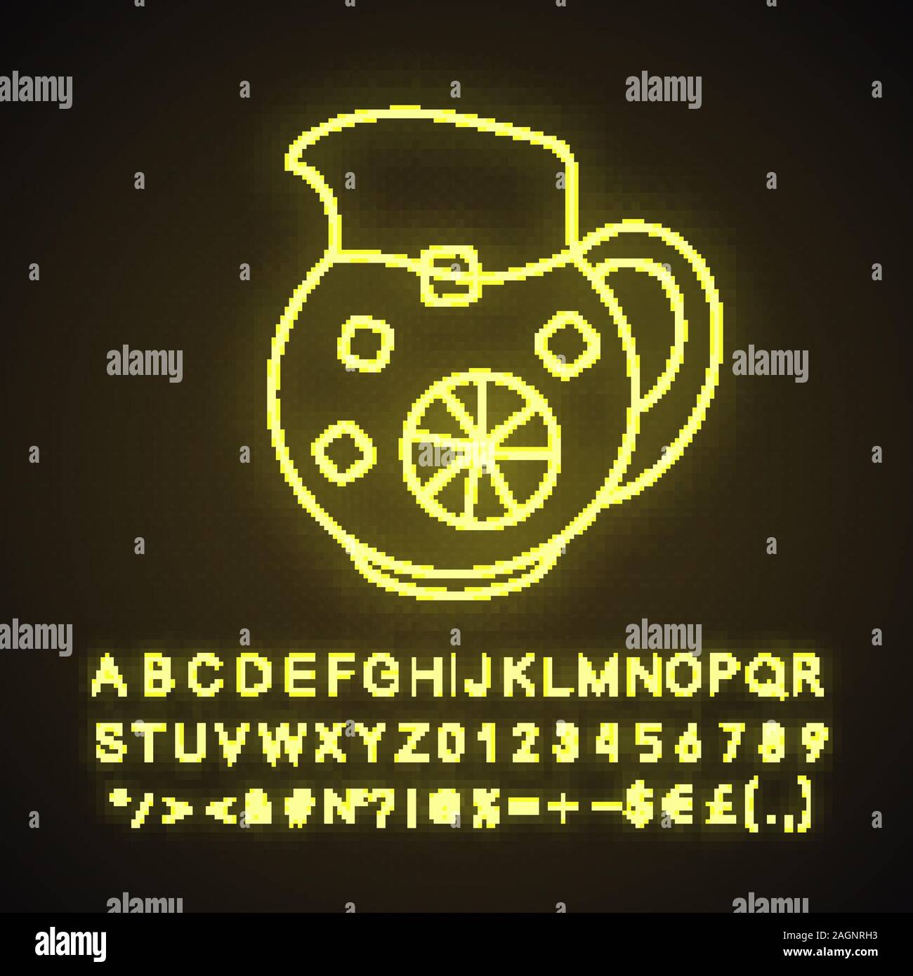 Lemonade jug neon light icon. Glowing sign with alphabet, numbers and ...