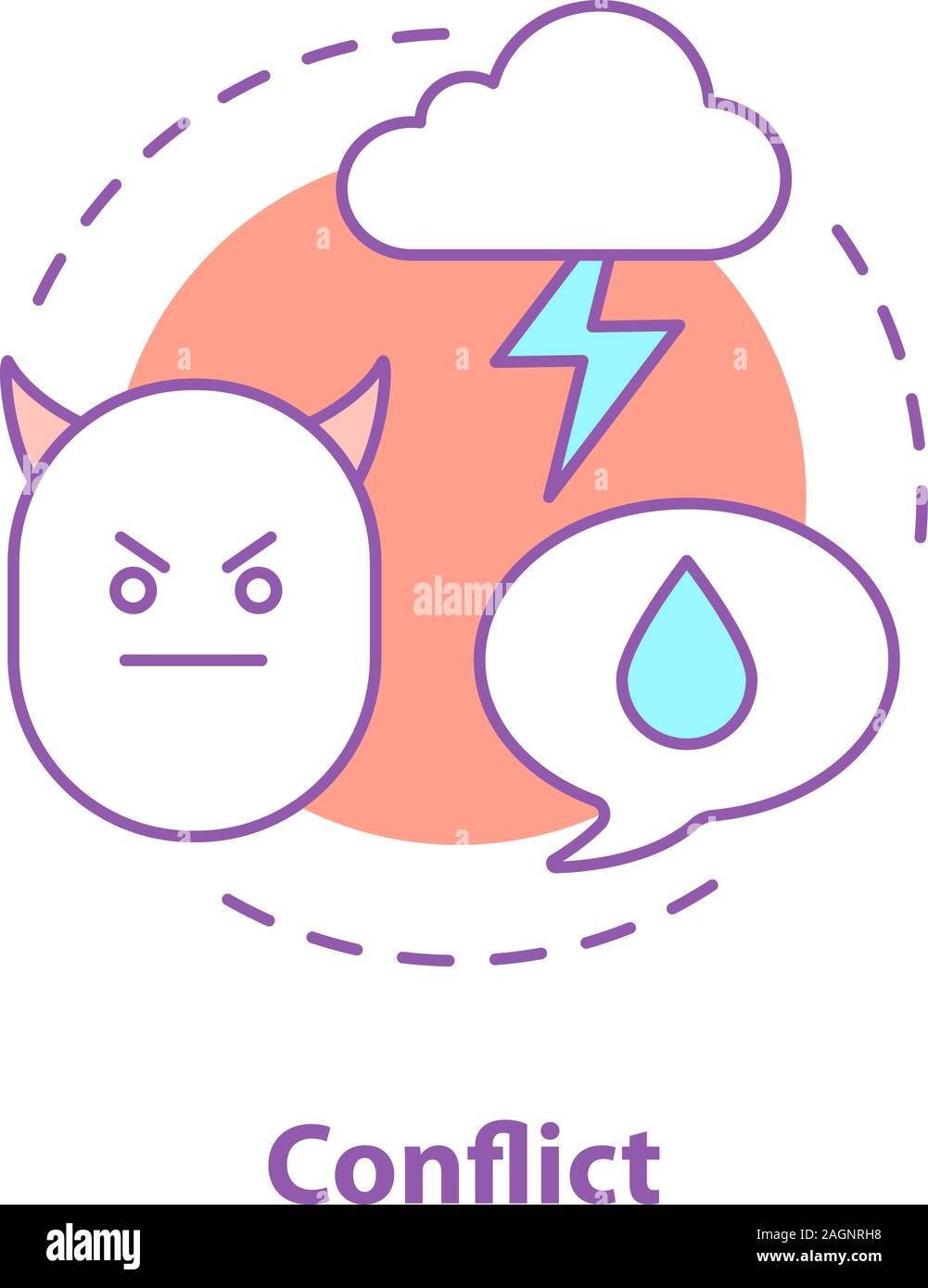 Conflict concept icon. Anger, bad mood. Stress. Disagreement idea thin line illustration ...