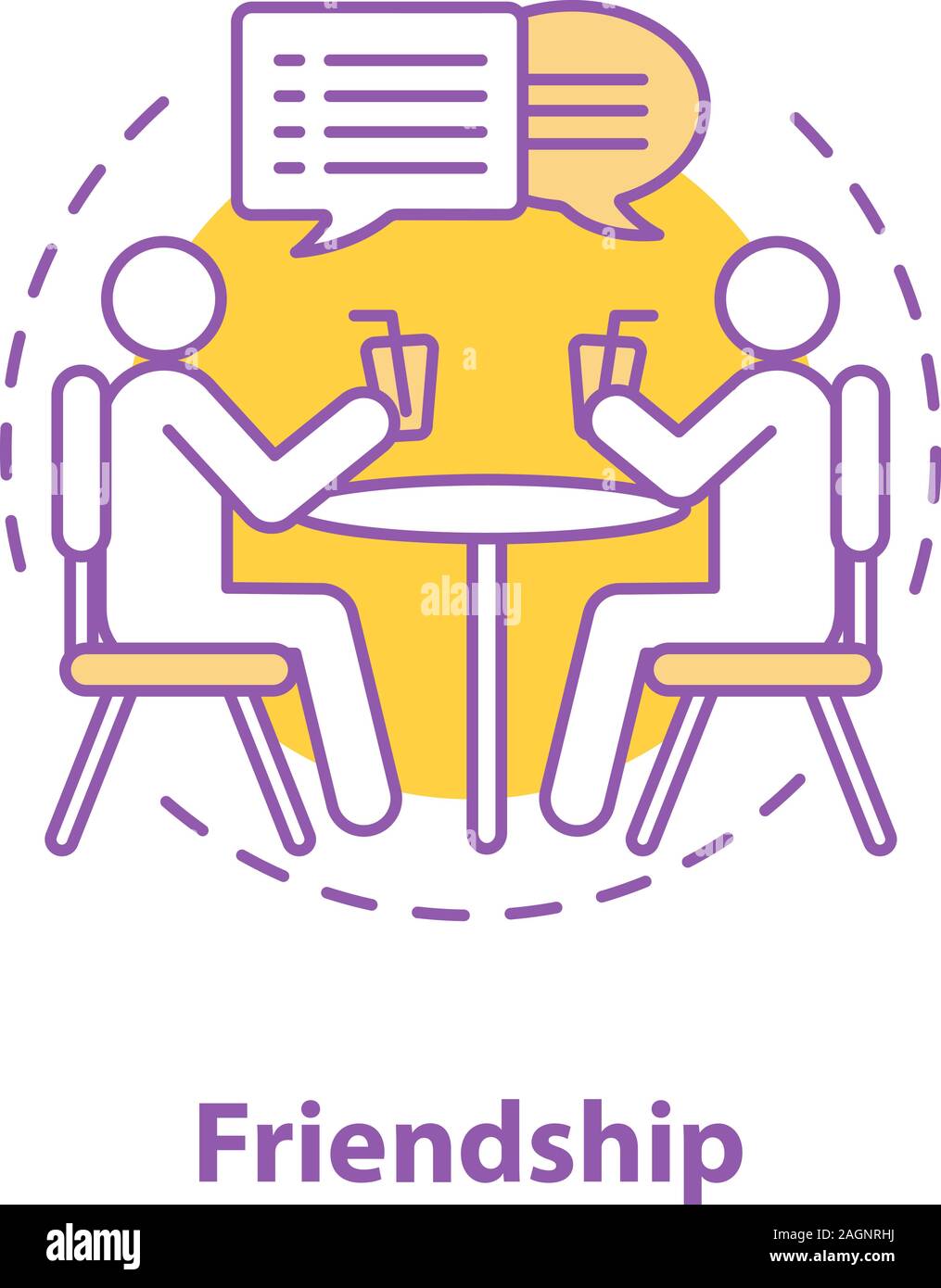 Friendship concept icon. Friends idea thin line illustration. Cafe date ...