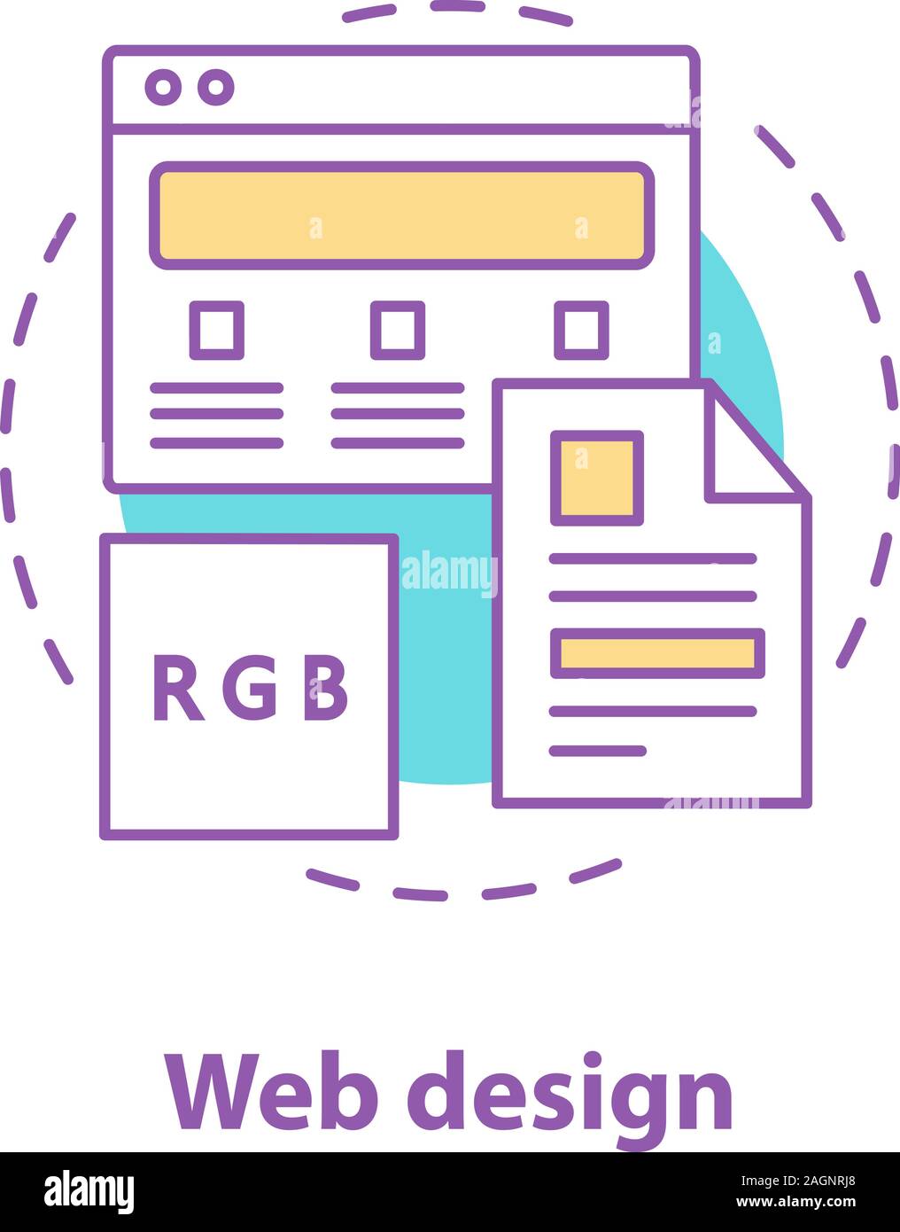 Web design concept icon. Internet surfing idea thin line illustration ...