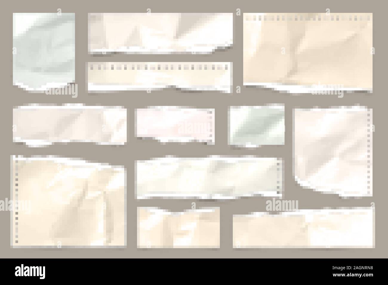 Ripped colored crumpled paper strips collection. Realistic paper scraps ...