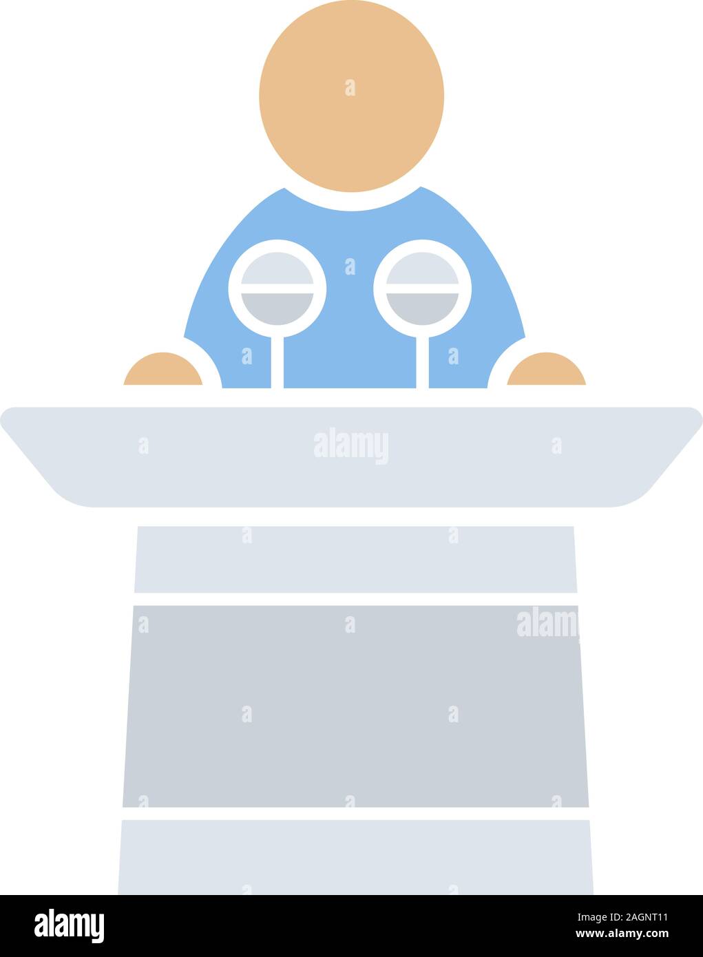 Politician glyph color icon. Orator speech. Speaker podium. Silhouette ...