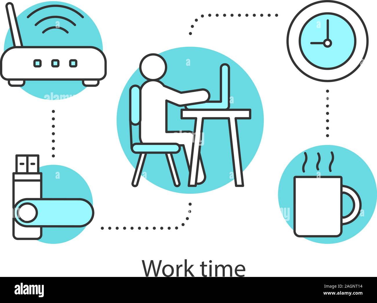 Working time concept icon. Programming idea thin line illustration. IT ...