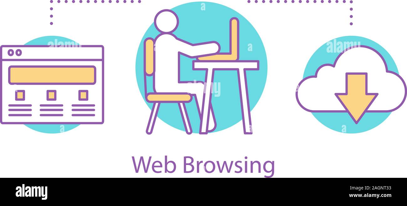 Internet surfing concept icon. Web browsing idea thin line illustration ...