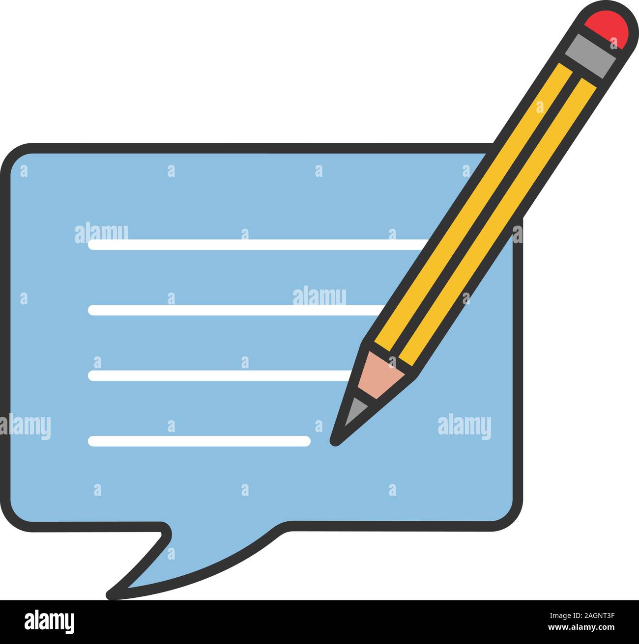 Writing Message Color Icon Chatting Message Editing Communication Speech Bubble With Pencil