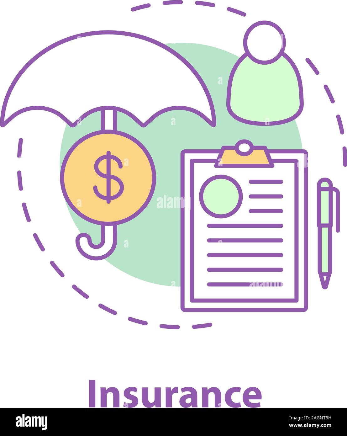 Life insurance policy concept icon. Risk management idea thin line ...