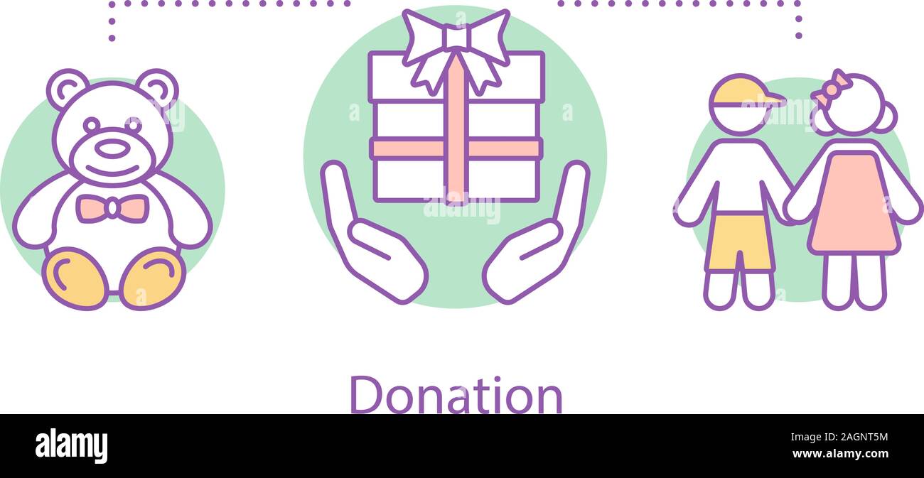Donation concept icon. Children's charity idea thin line illustration ...