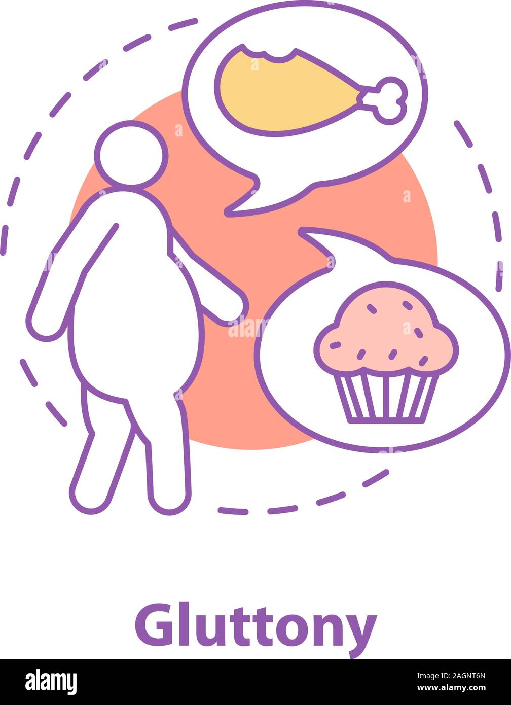 Gluttony concept icon. Obesity problem idea thin line illustration ...