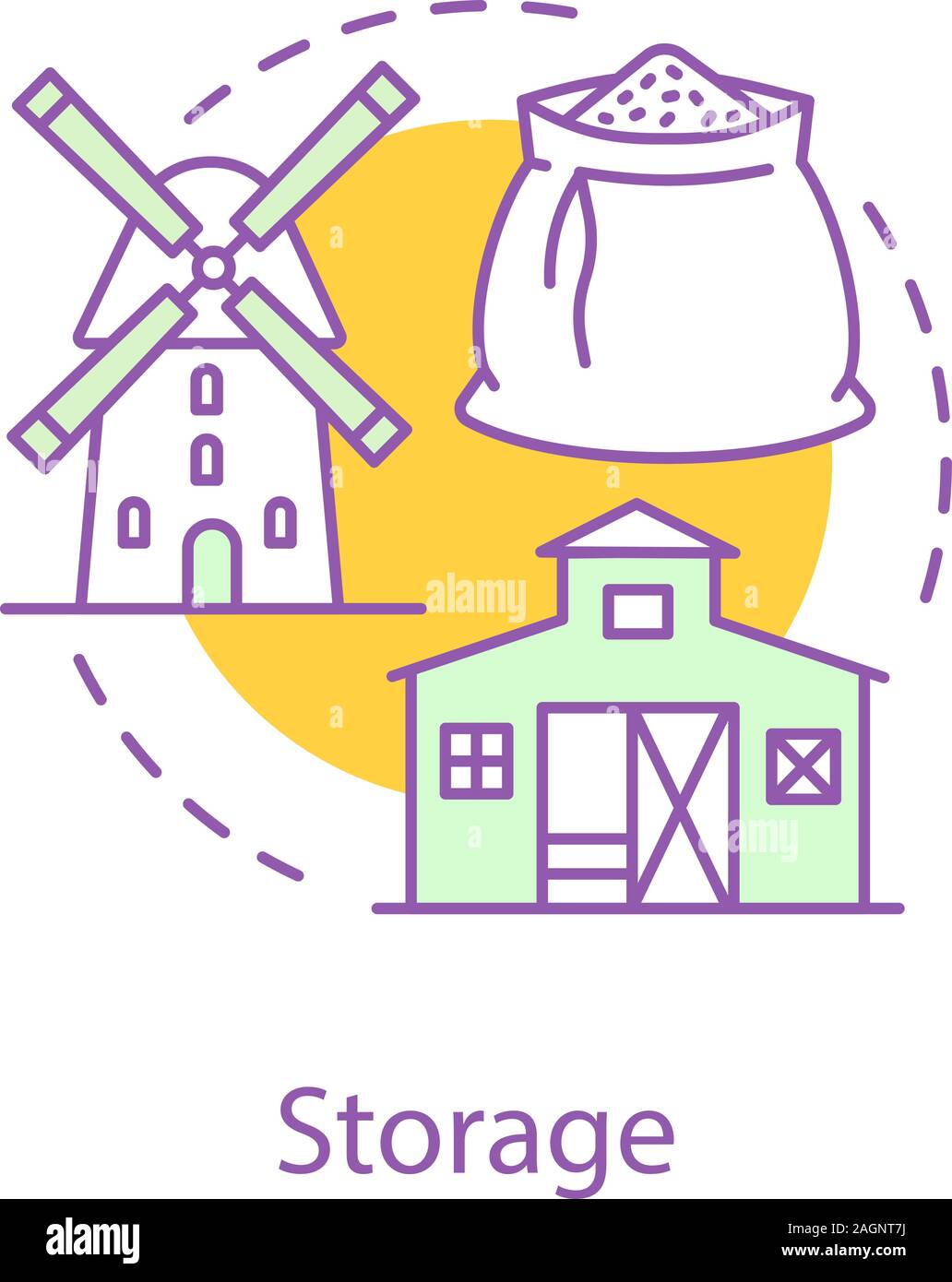 Wheat storage and mill concept icon. Grain elevator idea thin line ...