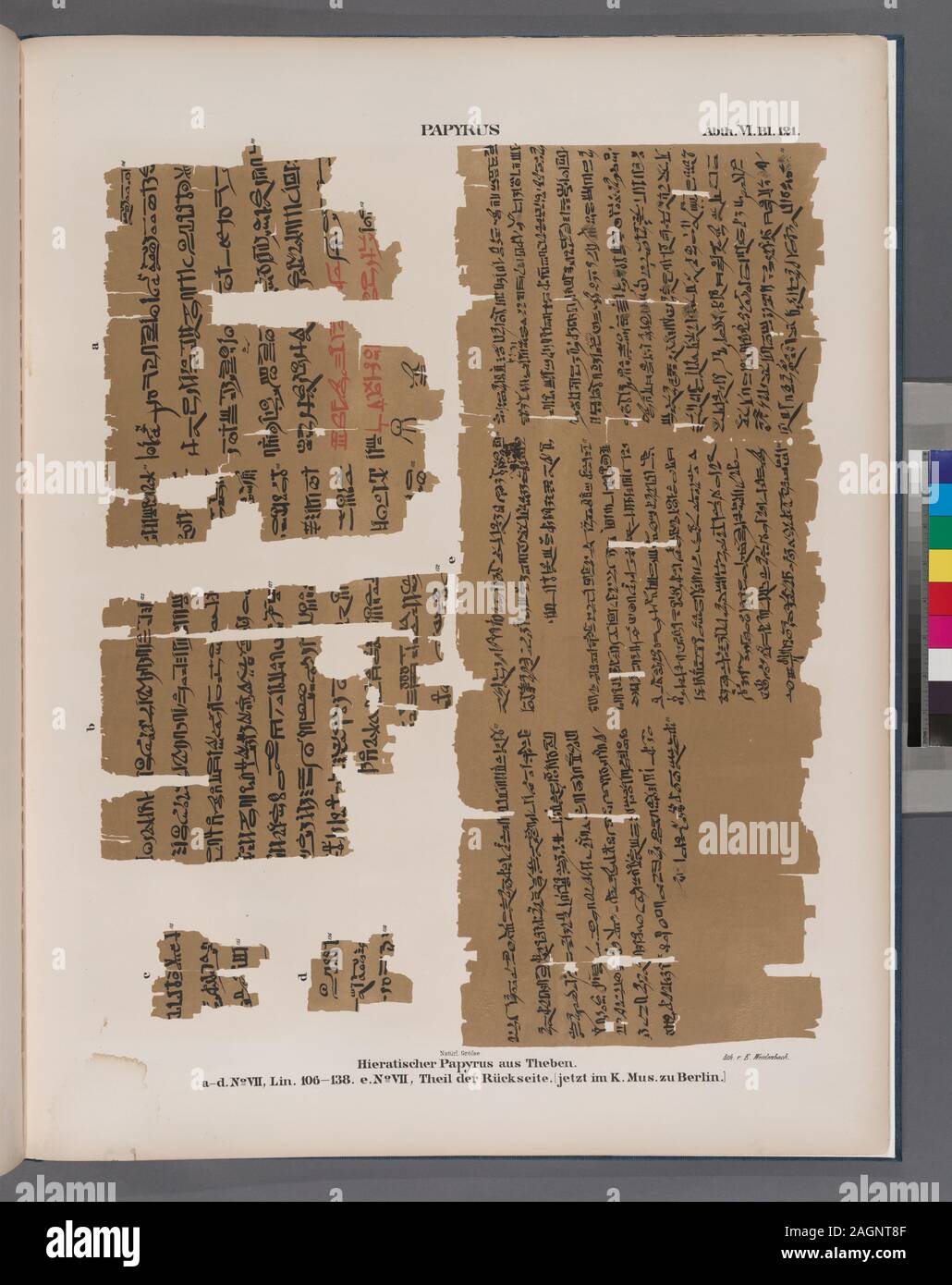 Papyrus. Hieratischer Papyrus aus Theben [Thebes]. No. VII, Lin. 106 ...