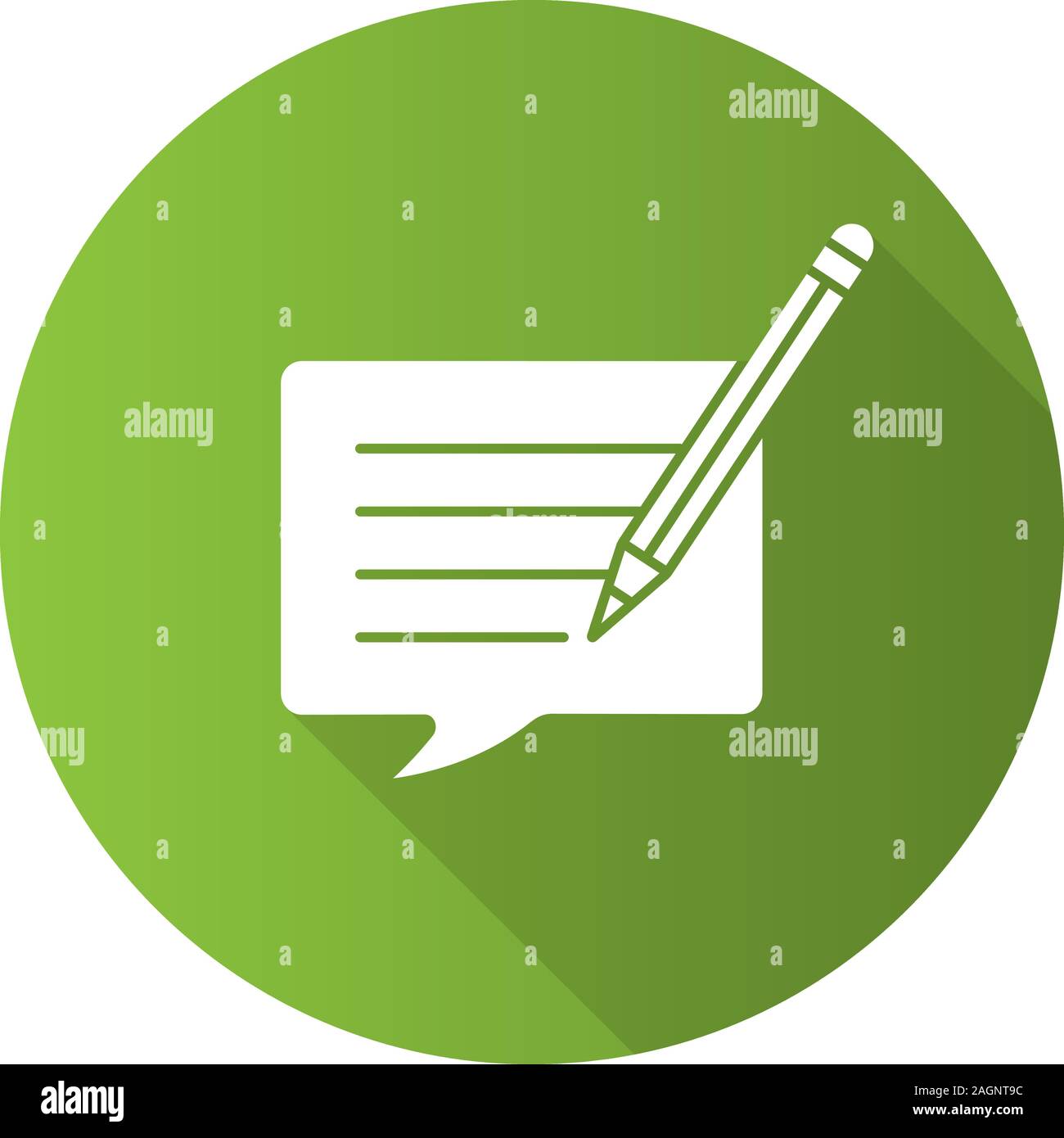 Writing Message Flat Linear Long Shadow Icon Chatting Message Editing Communication Speech