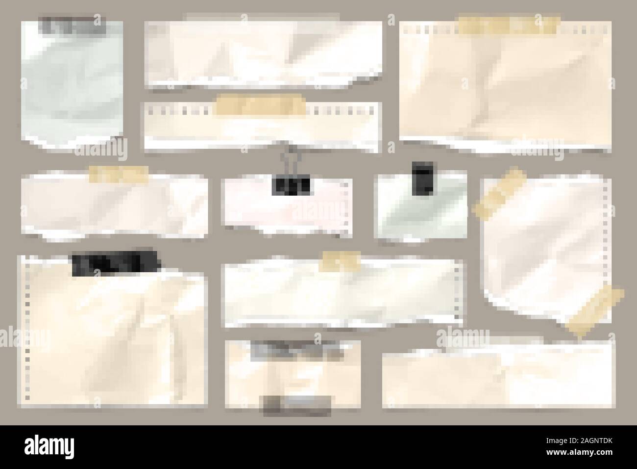 Ripped colored crumpled paper strips collection. Realistic paper scraps ...