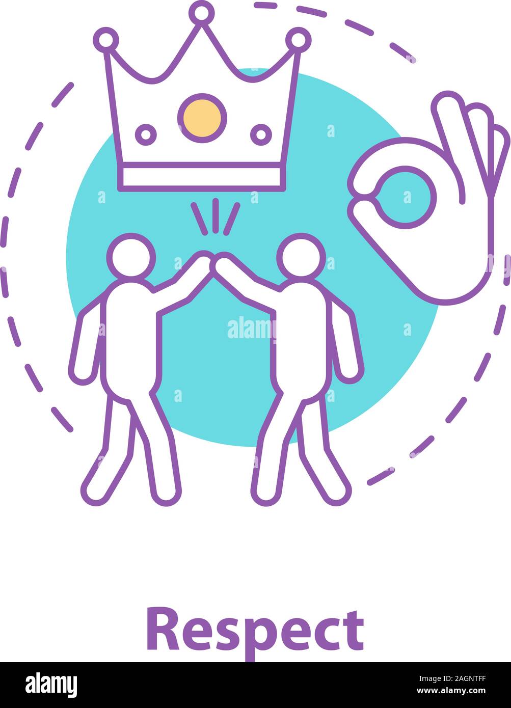 Respect concept icon. Friendship idea thin line illustration. Friends ...