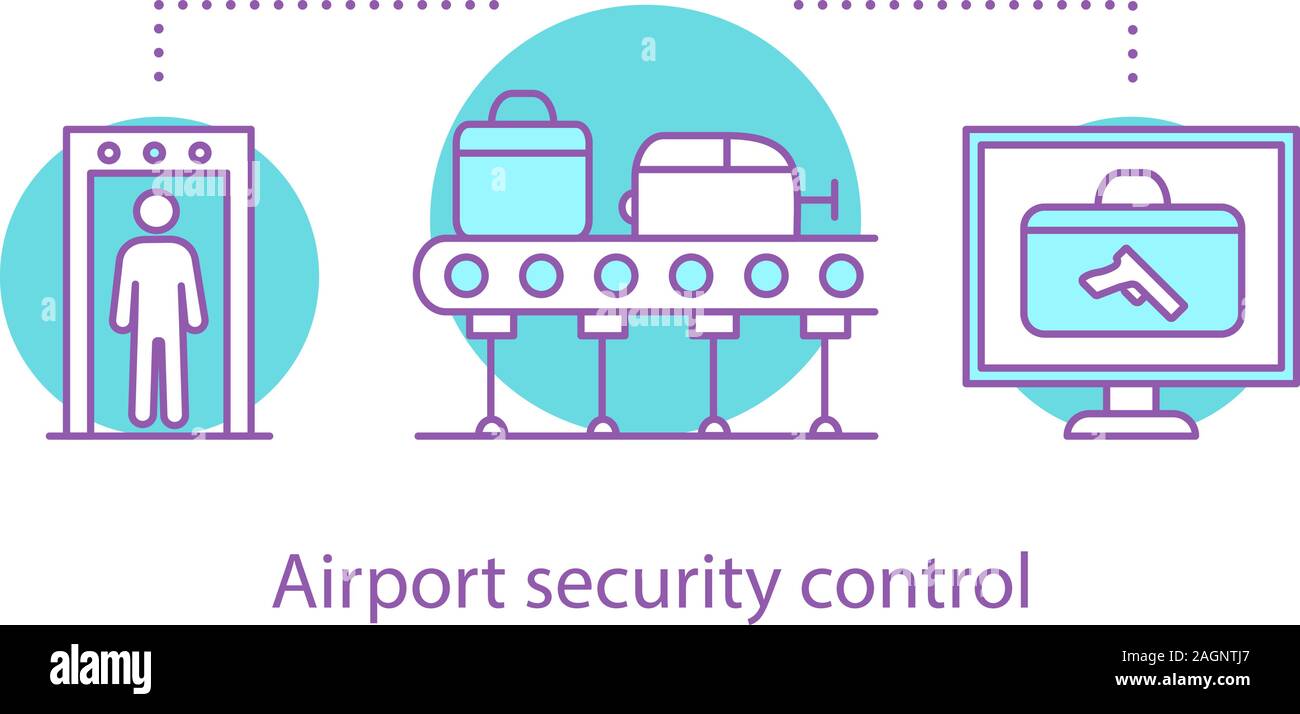 Airport security control concept icon. Baggage check idea thin line ...