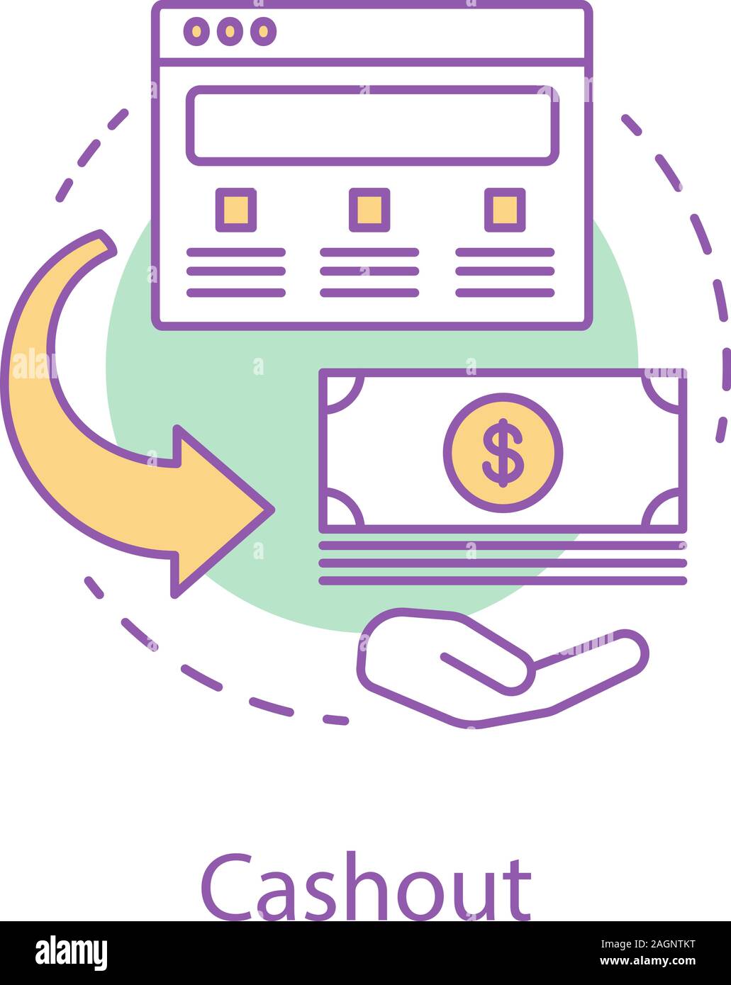 Cashout concept icon. Online banking. Funds withdrawing idea thin line ...