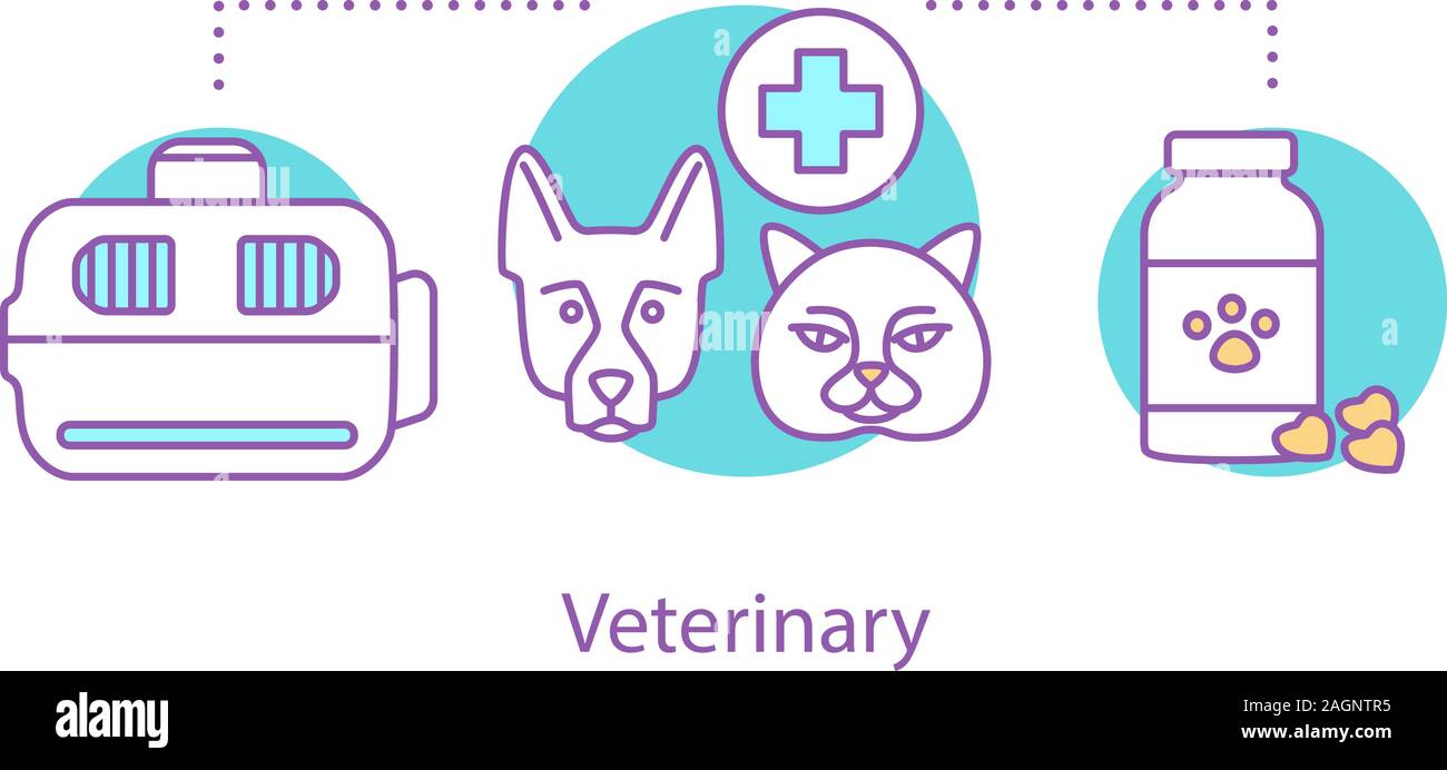 Veterinary concept icon. Animal pharmacy and clinic idea. Thin line ...