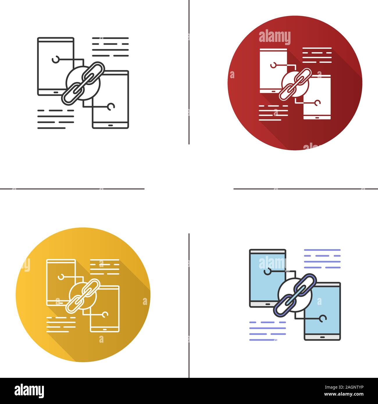 Link sharing icon. Hyperlink. Data transfer. Phones connection. Flat ...