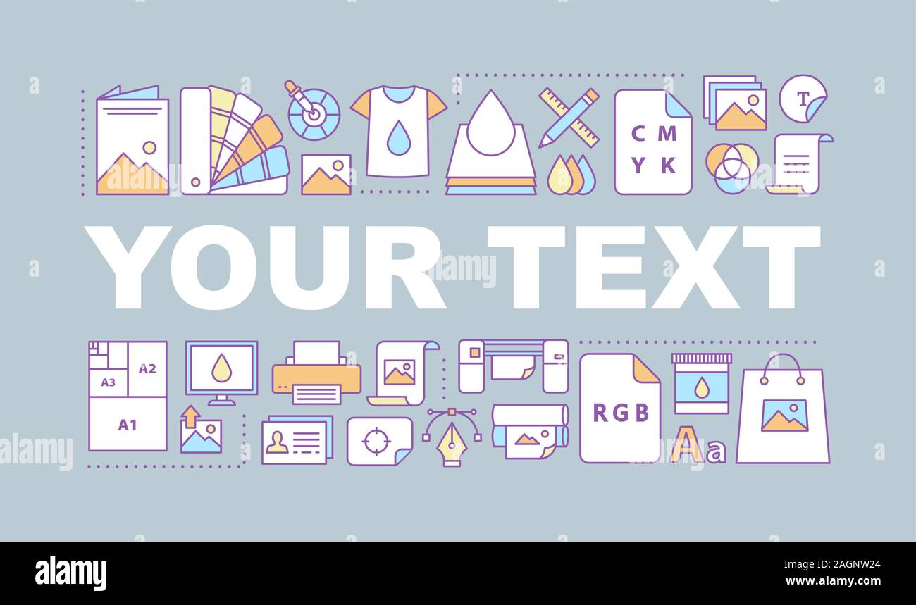 Printing word concepts banner. Polygraphy and typography. Graphic ...