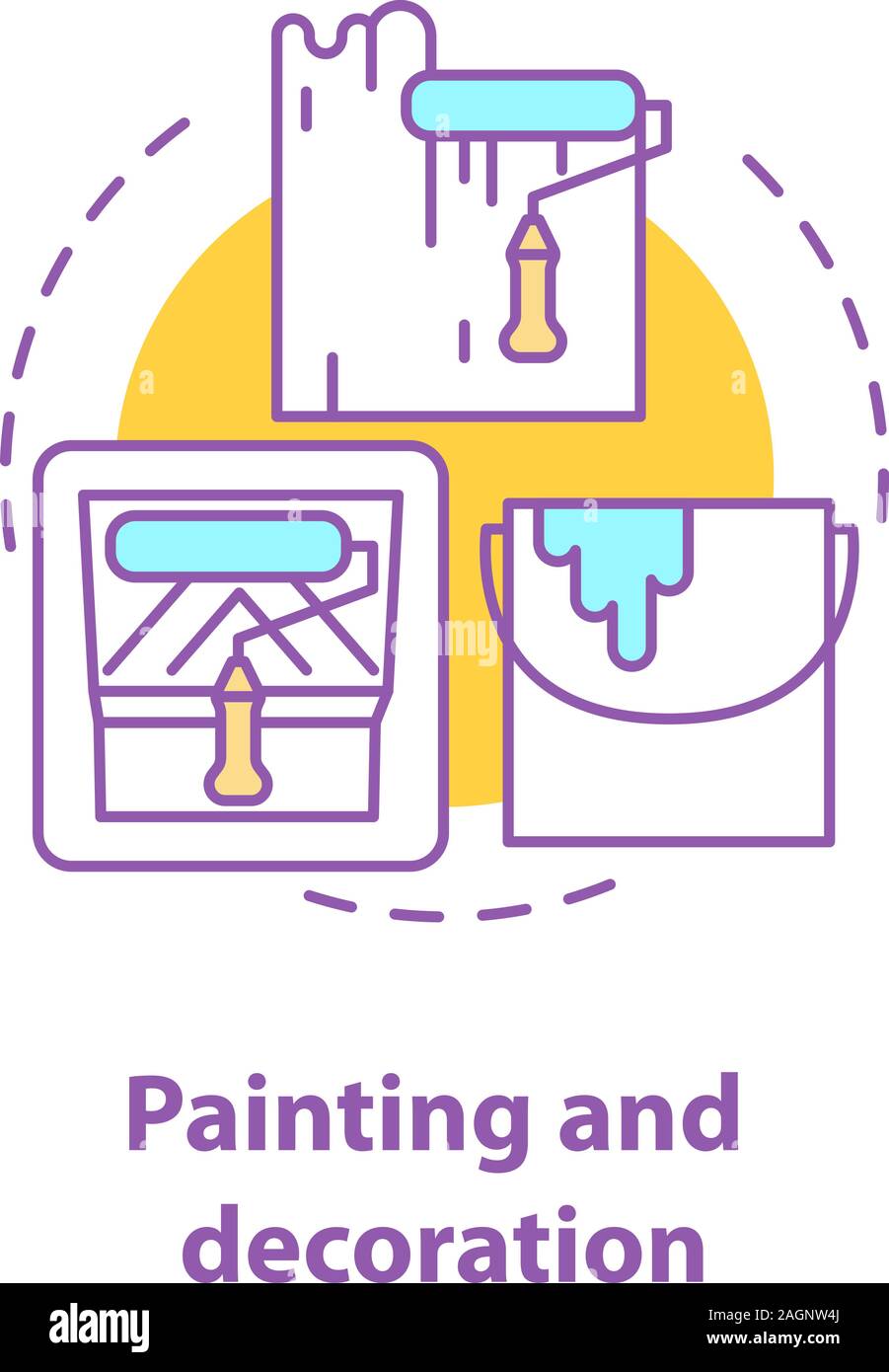 Painting and decoration concept icon. Interior design idea thin line ...
