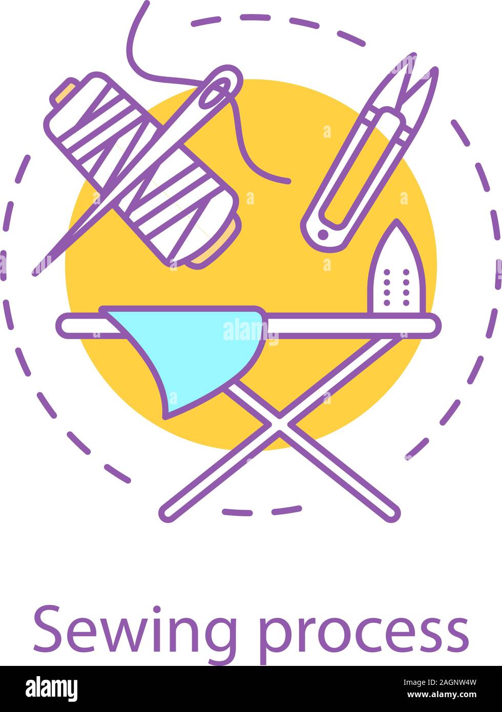 Sewing process concept icon. Tailoring idea thin line illustration ...