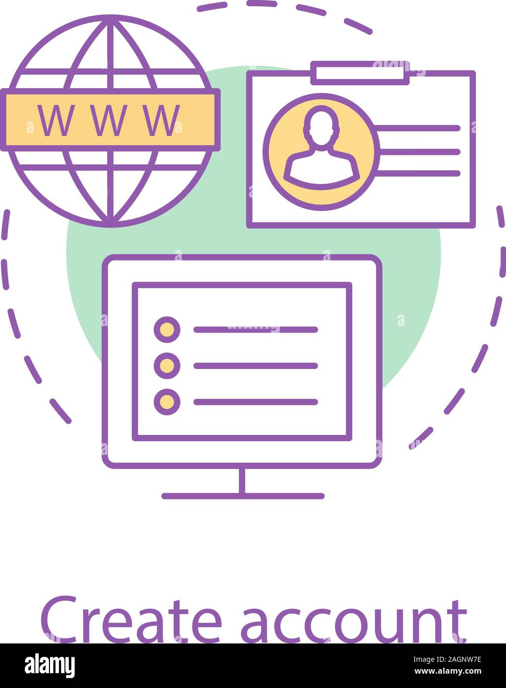 Account creating concept icon. Social media. Freelance. New user ...