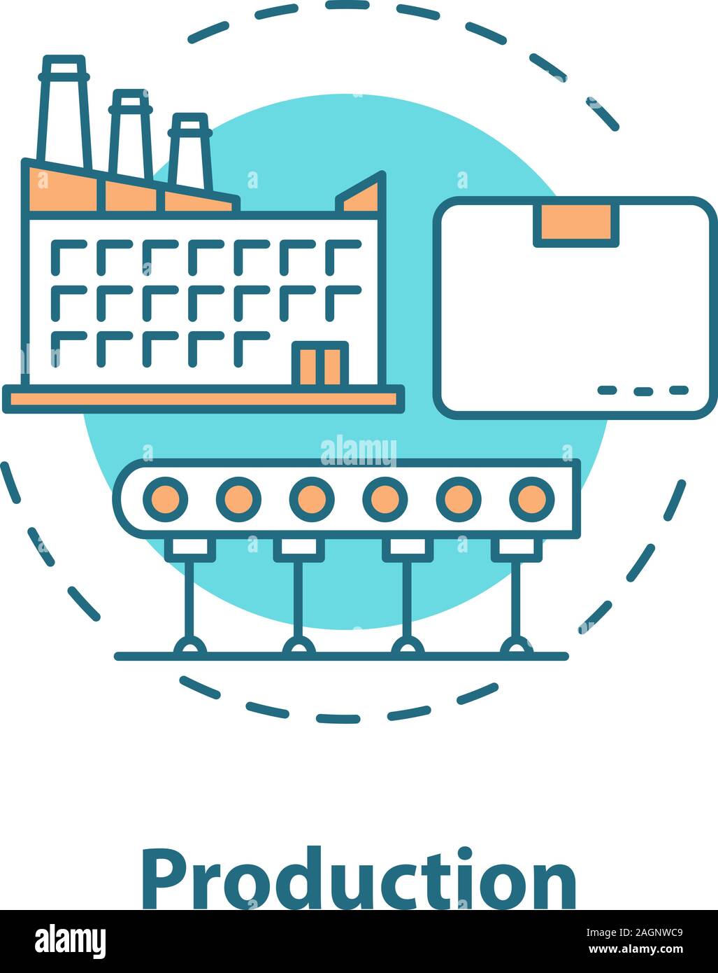 Production concept icon. Manufacturing. Industrial sector idea thin ...