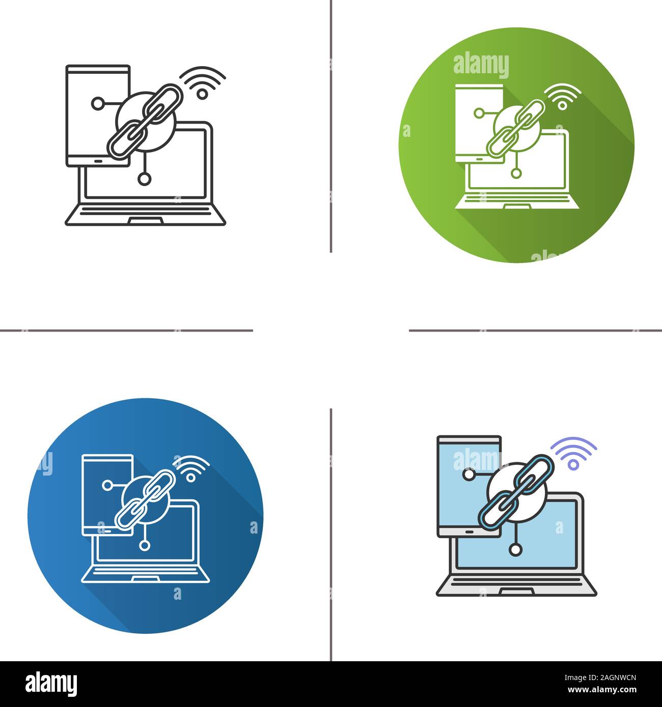 Link sharing icon. Wifi sharing. Smartphone and computer connection ...