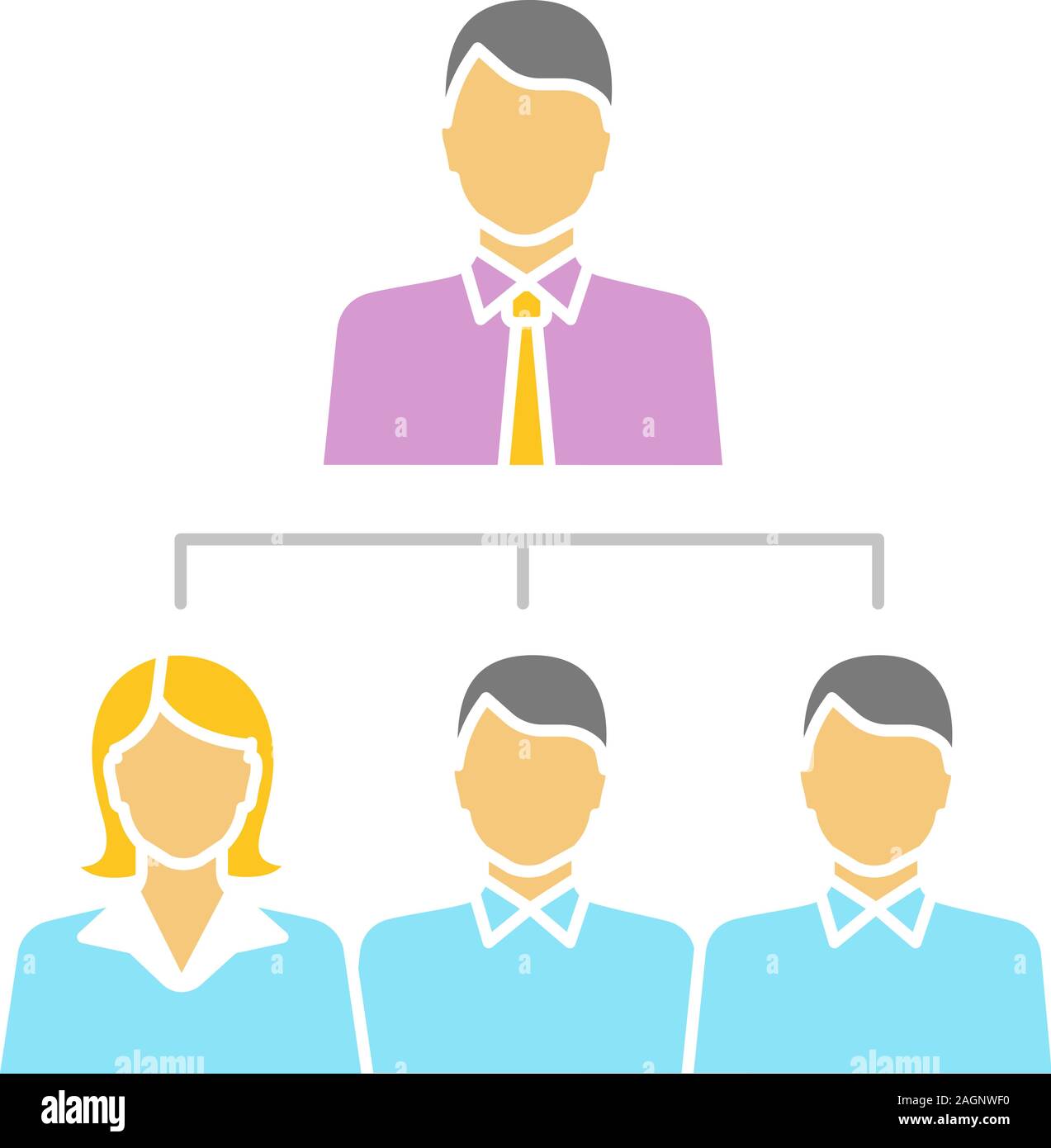 Leadership glyph color icon. Boss. Teamwork. Professional hierarchy ...