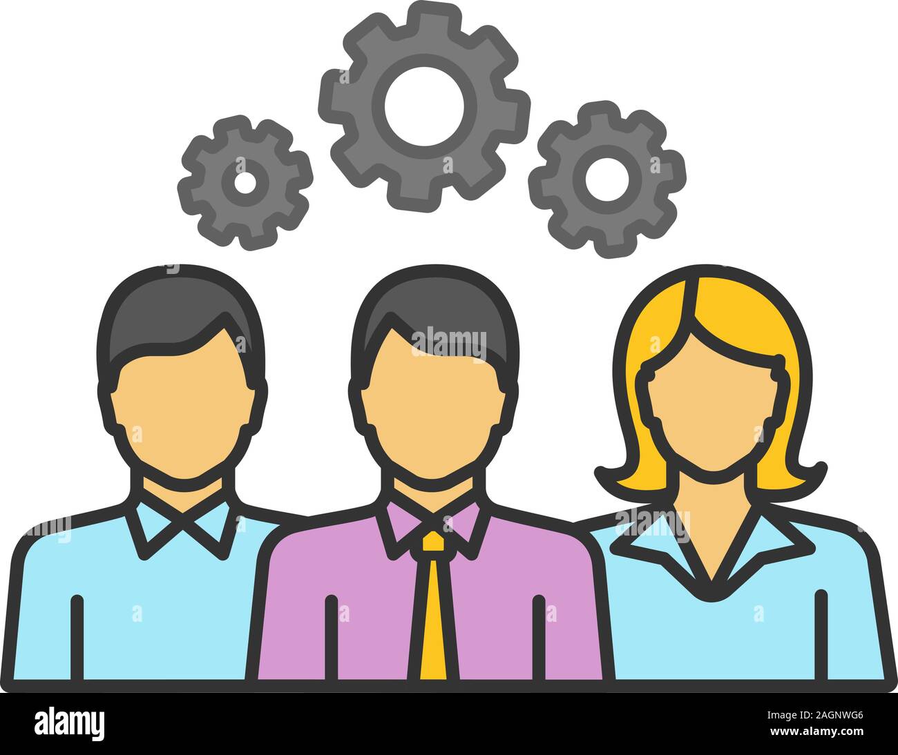 Teamwork color icon. Leadership. Staff management. Group of people with ...