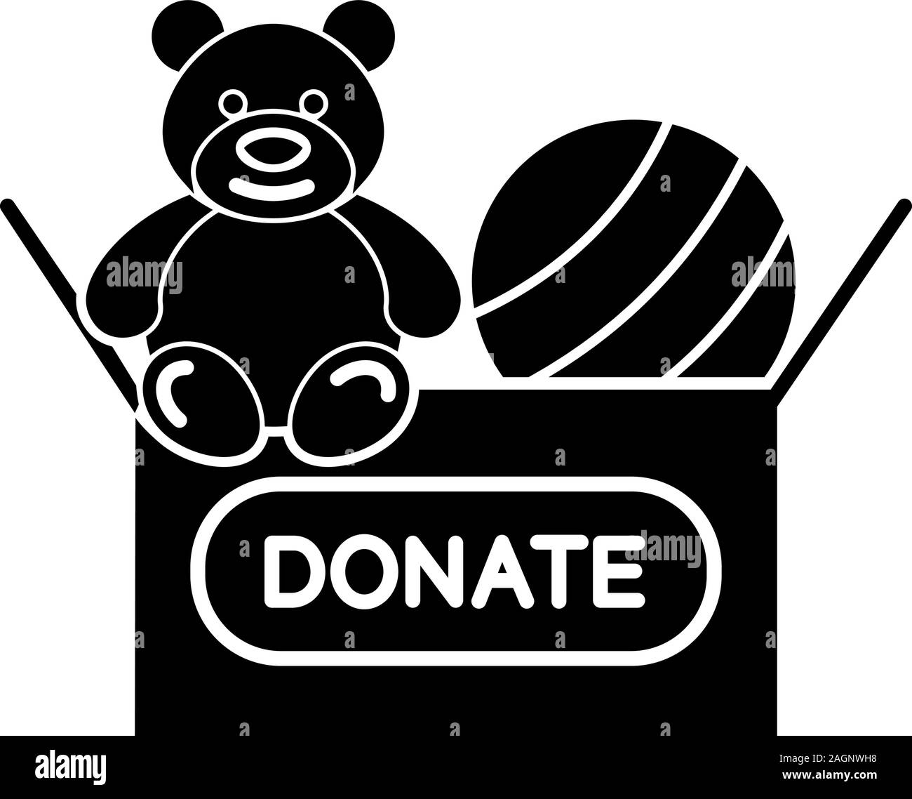 Toys donating glyph icon. Silhouette symbol. Charity for children ...