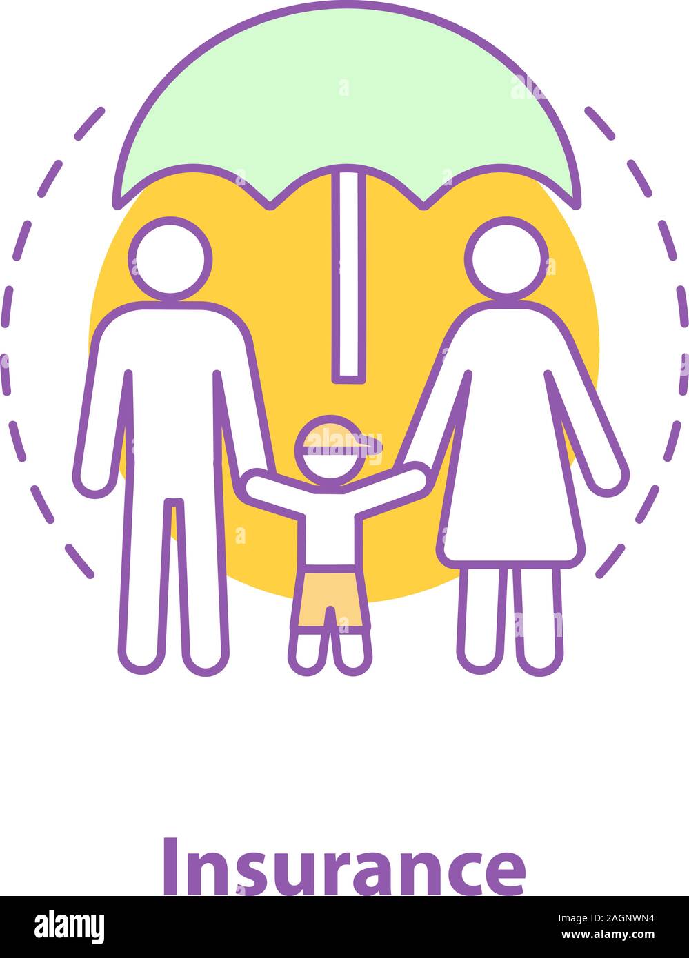 Life insurance policy concept icon. Family protection idea thin line ...