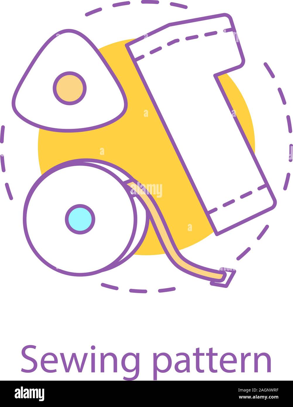 Sewing pattern creation concept icon. Dressmaking idea thin line ...