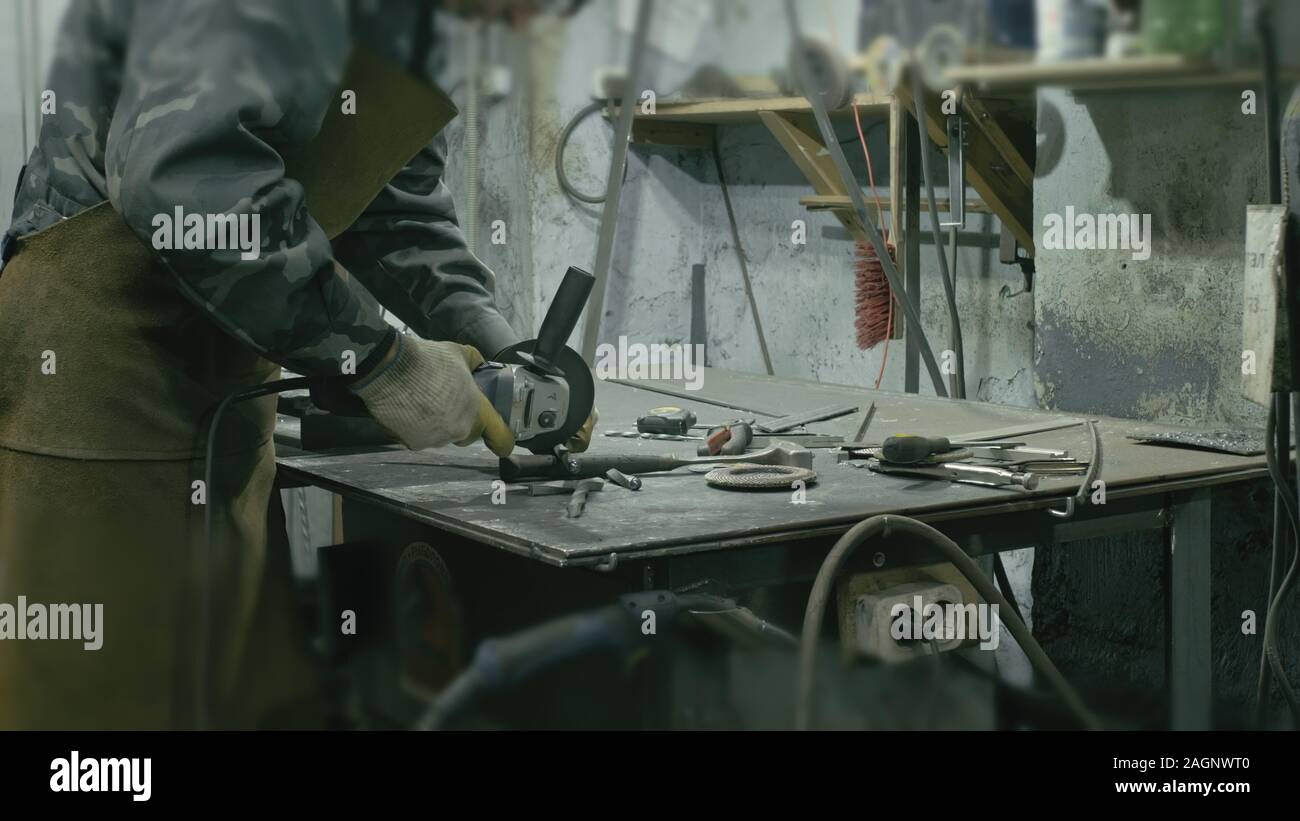 Forge workshop on table. Smithy manual production. Work on the product ...