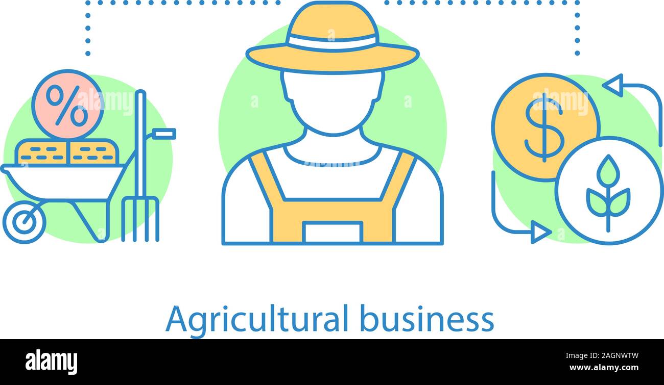 Agricultural business concept icon. Farming idea thin line illustration. Agricultural sector ...