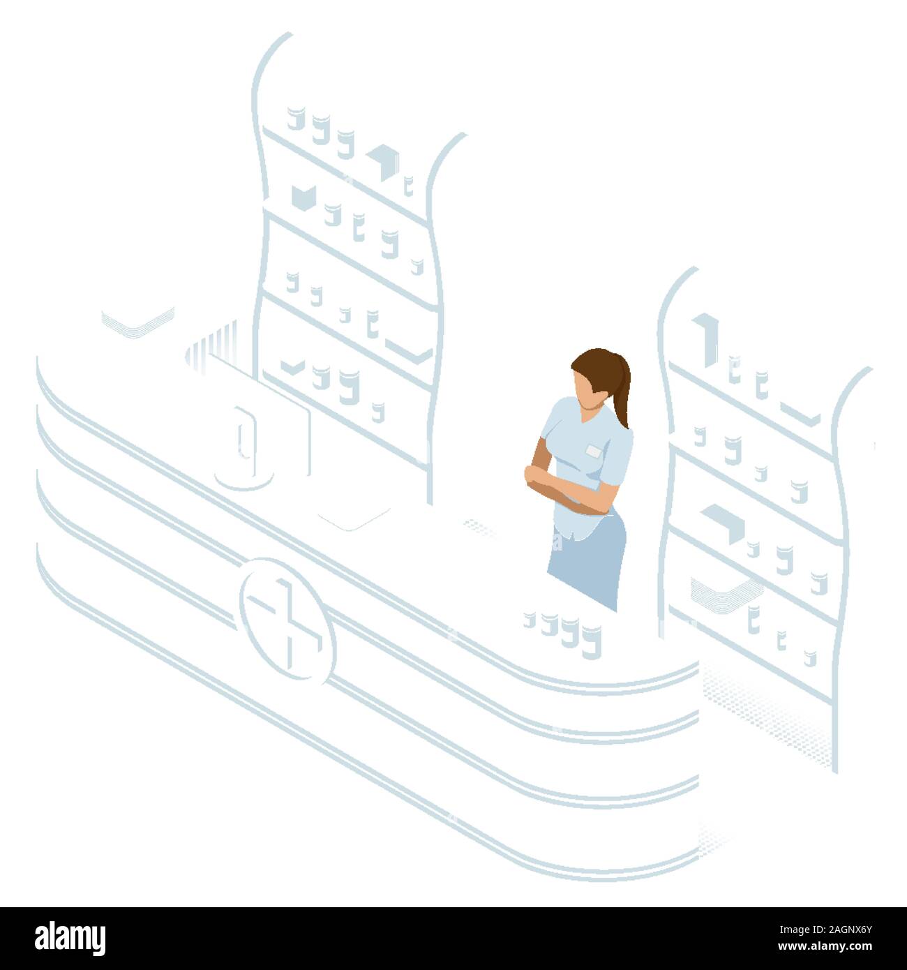Pharmacist, patient, hospital Stock Vector Images - Alamy