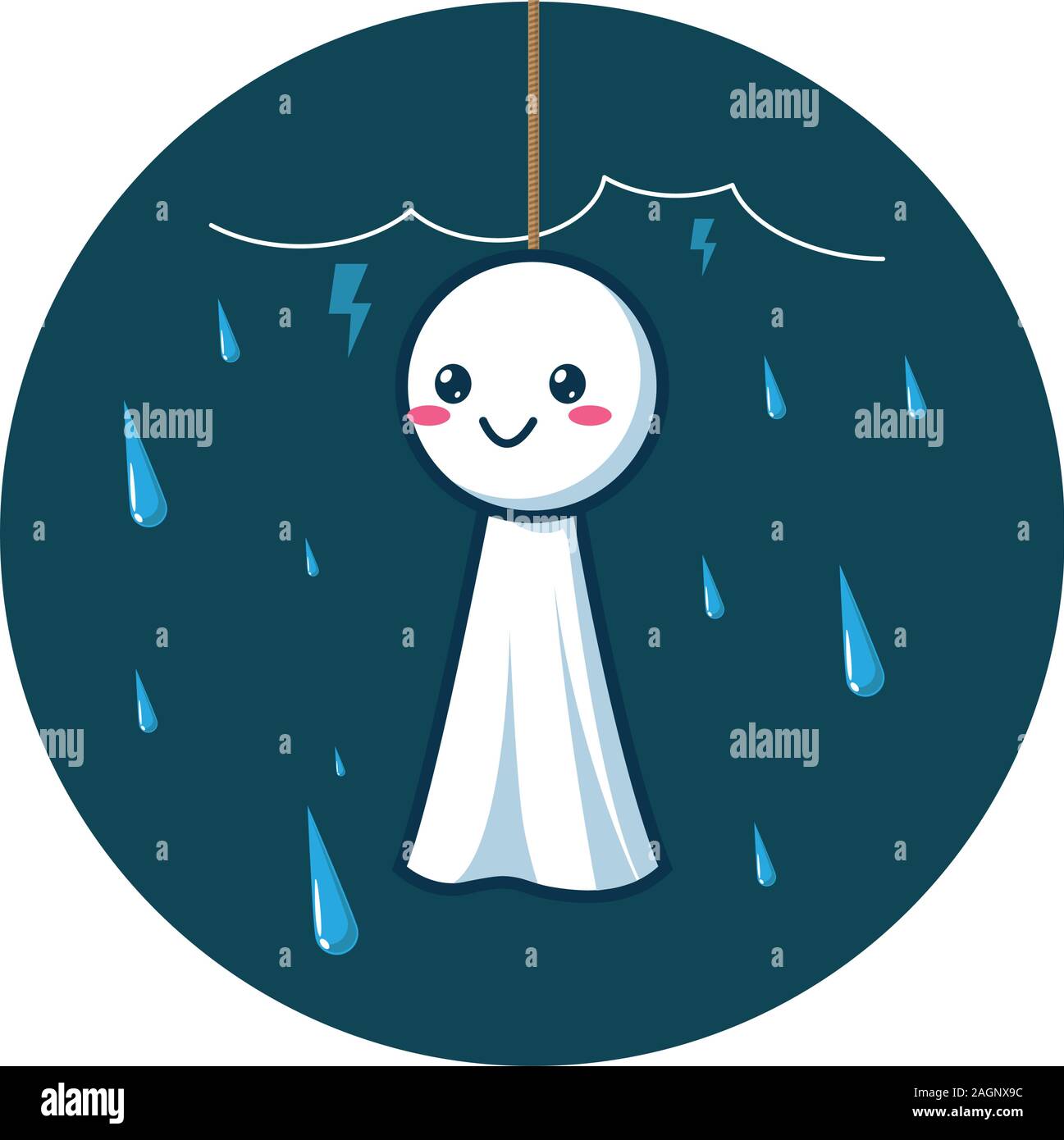 Rain doll or Teruterubozu. Vector Illustration Stock Vector Image & Art ...